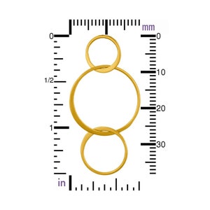 Three Circle Links, Sterling Silver Three Circle Link, Gold Plated ...