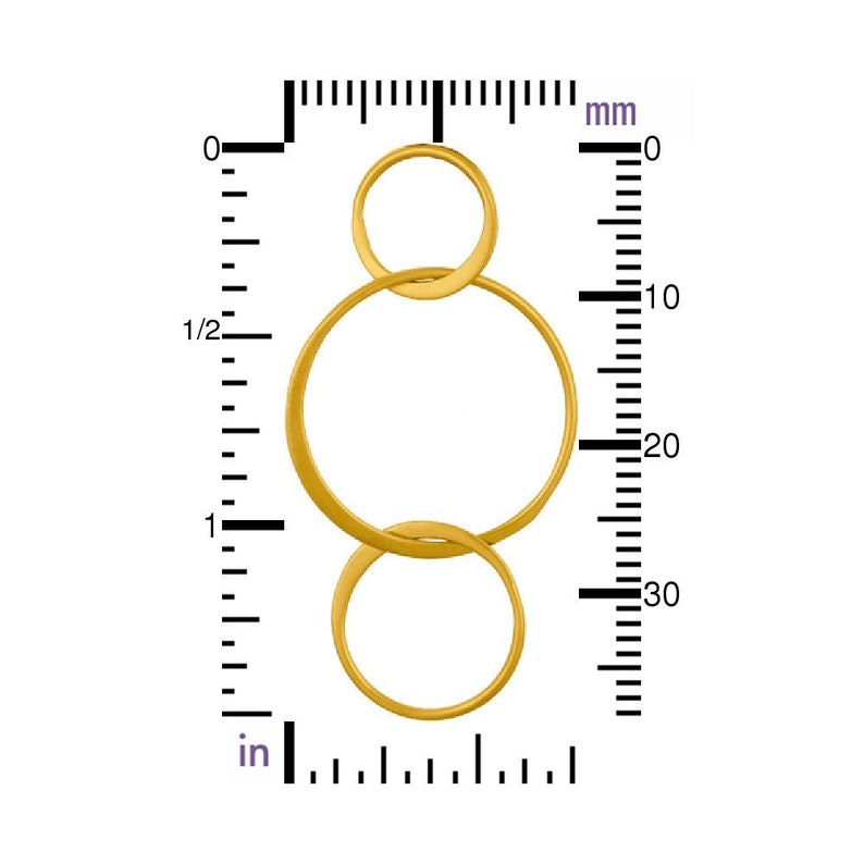 Three Circle Links, Sterling Silver Three Circle Link, Gold Plated ...