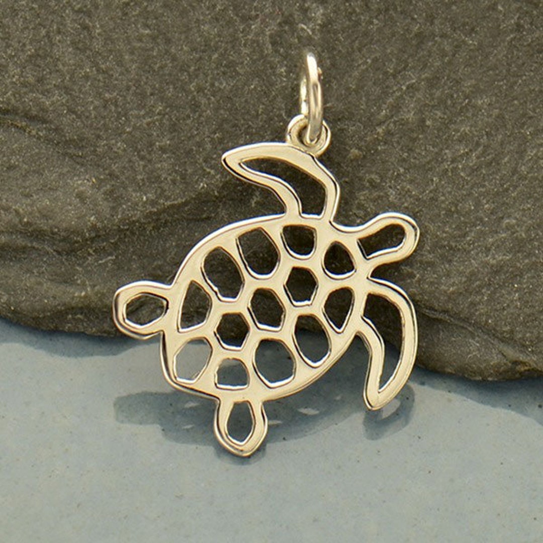 Sterling Silver Sea Turtle Charm - Openwork A4000, Turtle Jewelry ...
