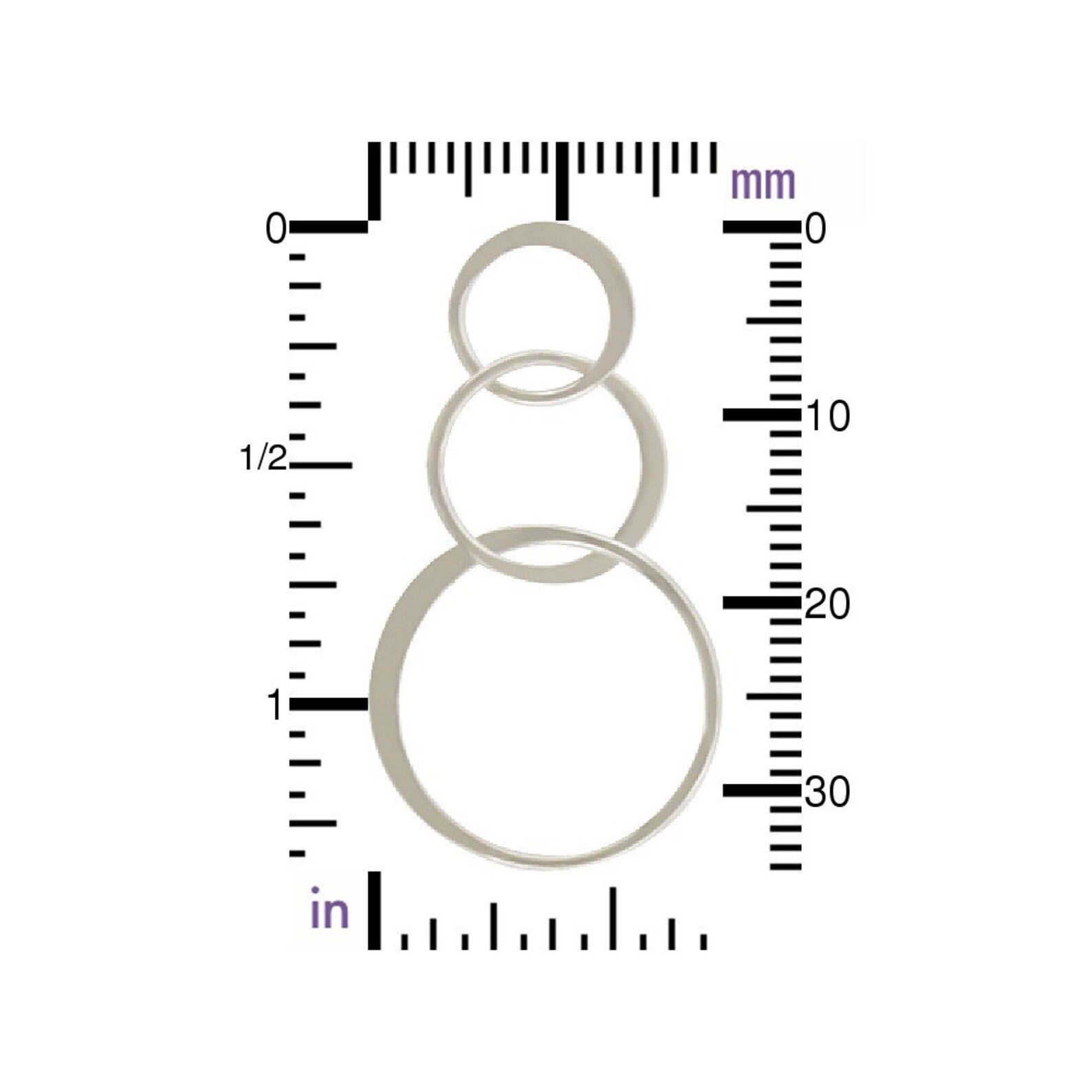 Three Circle Links, Sterling Silver Three Circle Links, Jewelry Links ...