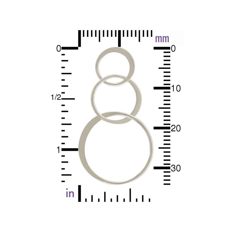 Three Circle Links, Sterling Silver Three Circle Links, Jewelry Links ...