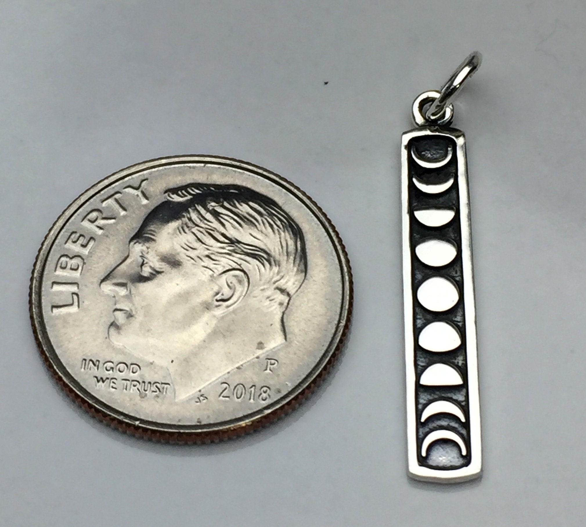 Sterling Silver Moon Phase Pendant Celestial Cable Chain - Etsy