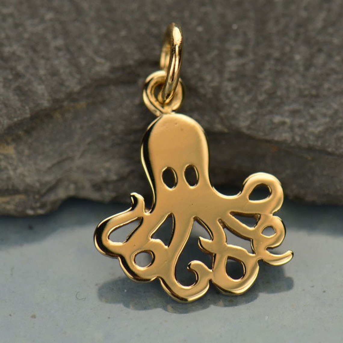 Sterling Silver Flat Octopus Charm Nautical Jewelry Natural - Etsy
