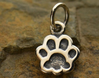 SALE, Sterling Silver Paw Print Pendant, 19mm A1872, Paw Pendant, 925 ...