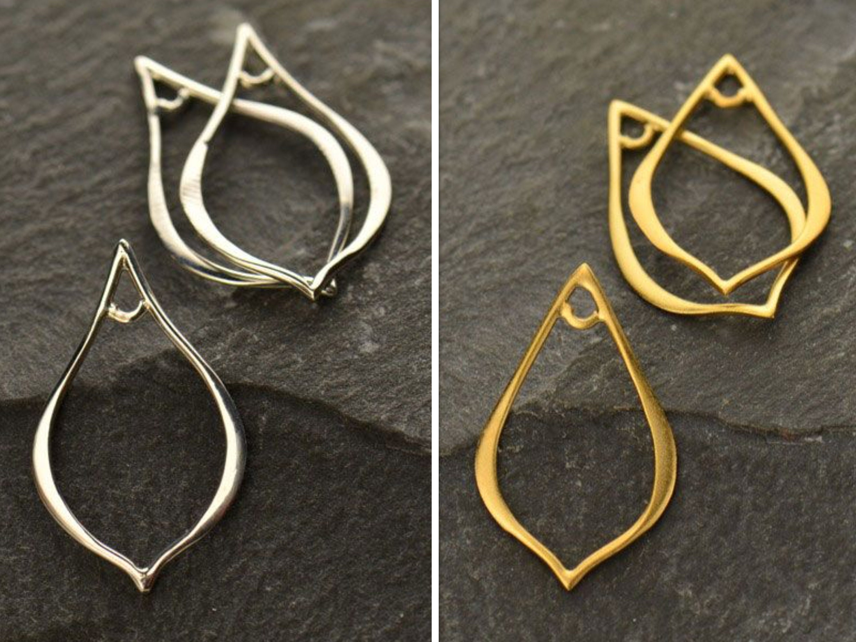 Sterling Silver Pointed Teardrop Link 20mm Open Loop Small | Etsy