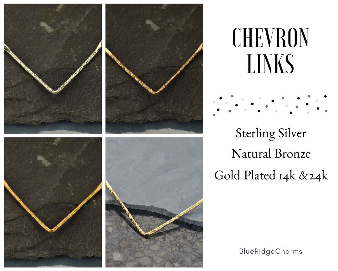 Sterling Silver Hammered Chevron Pendant, Natural Bronze Chevron ...