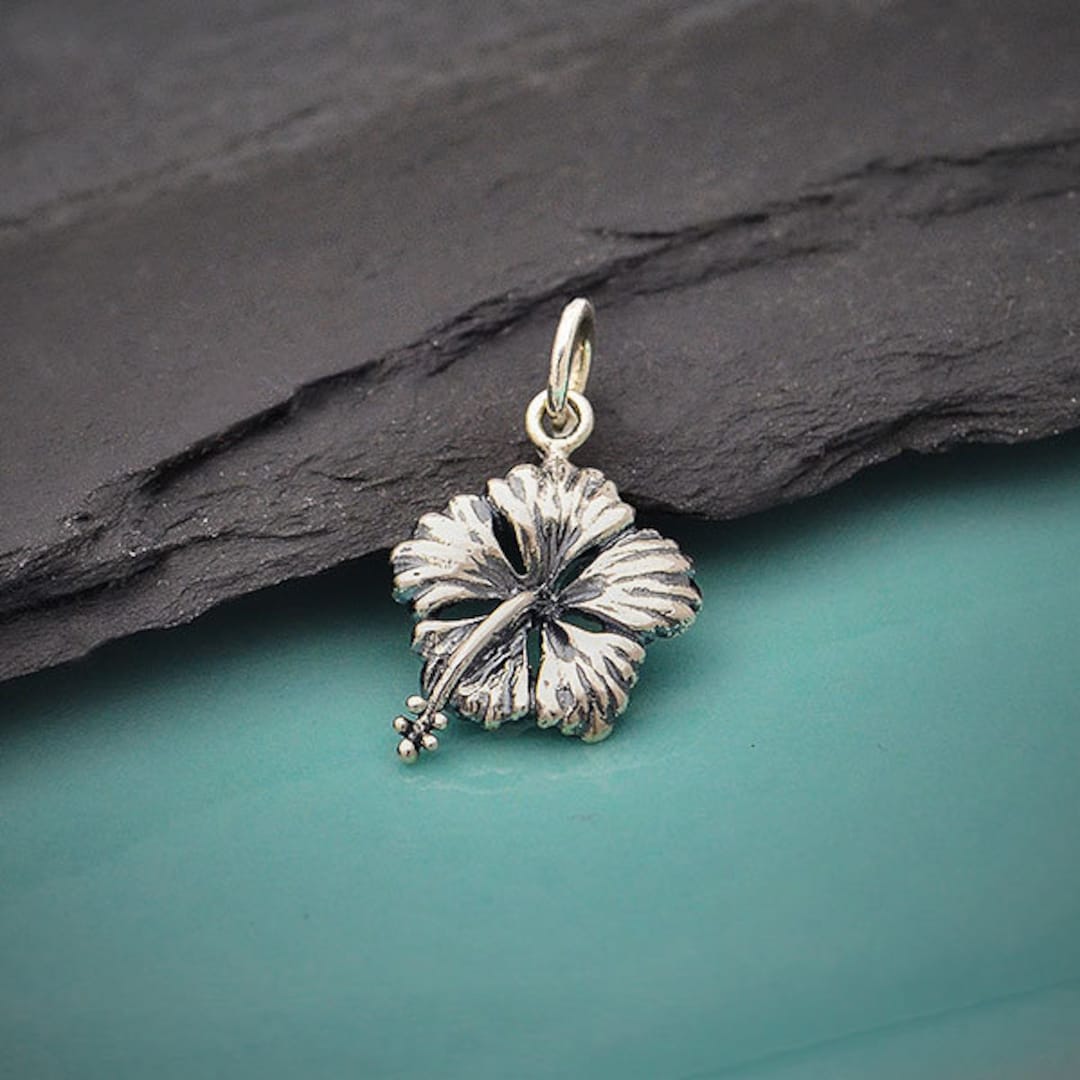 Sterling Silver Hibiscus Charm, 19mm, S6249, Flower Charm, Hawaii ...