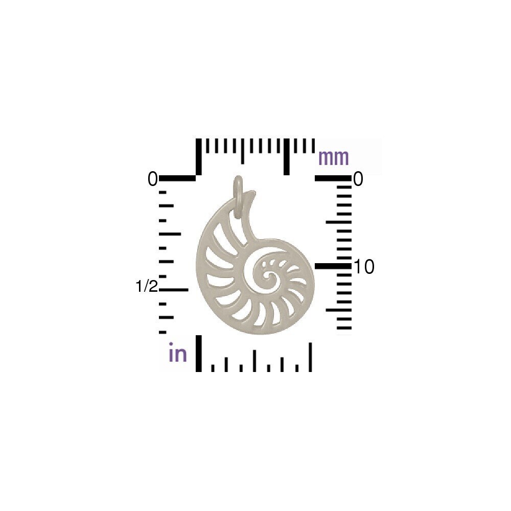 Sterling Silver Nautilus Shell Charm, Nautilus Openwork Charm, Beach ...