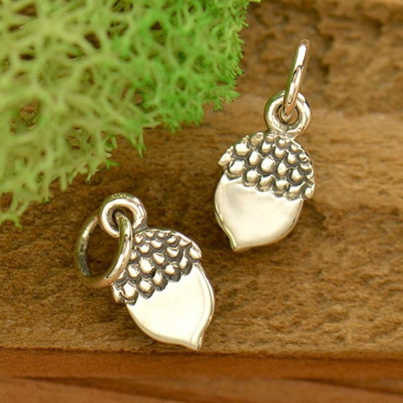 Sterling Silver Acorn Charm Flat Acorn Charm A1780 - Etsy