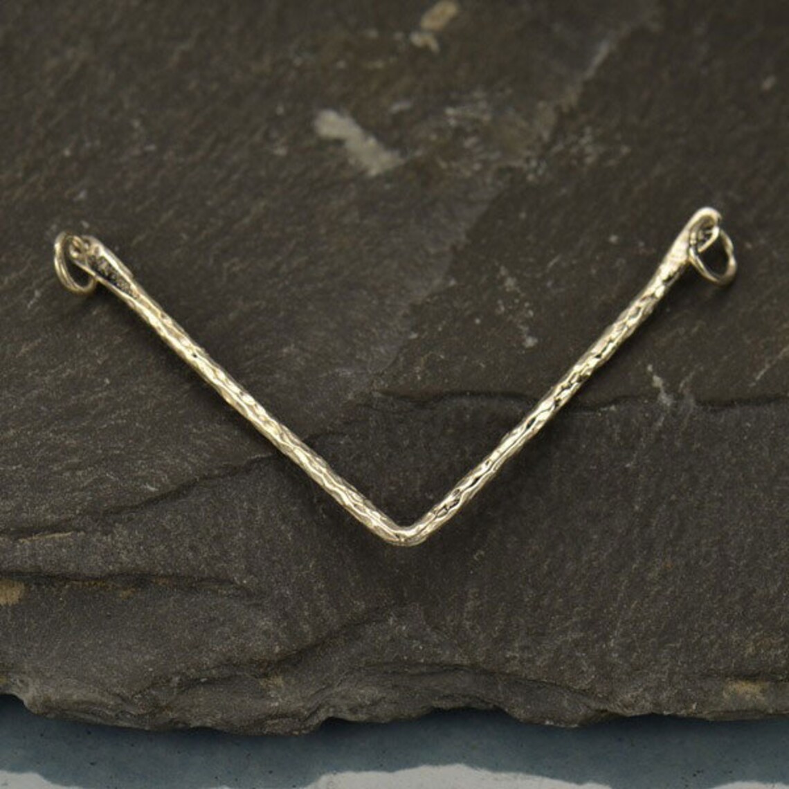 Sterling Silver Hammered Chevron Pendant, Natural Bronze Chevron ...