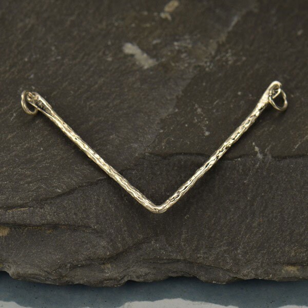 Sterling Silver Hammered Chevron Pendant, Natural Bronze Chevron ...