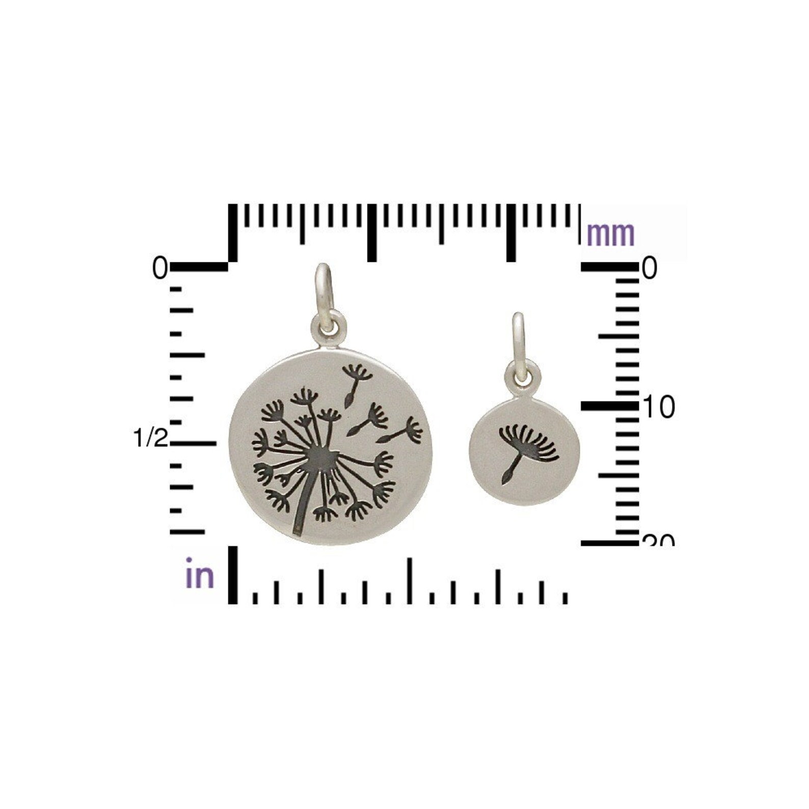 Dandelion Charms, Dandelion Pendants, Sterling Silver Dandelion Charm ...
