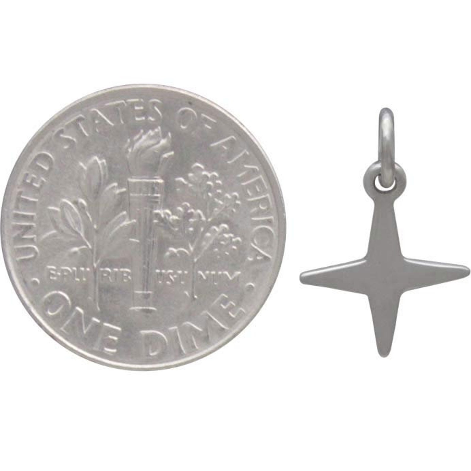Sterling Silver Four Pointed Star Charm 16mm 6094 Star - Etsy