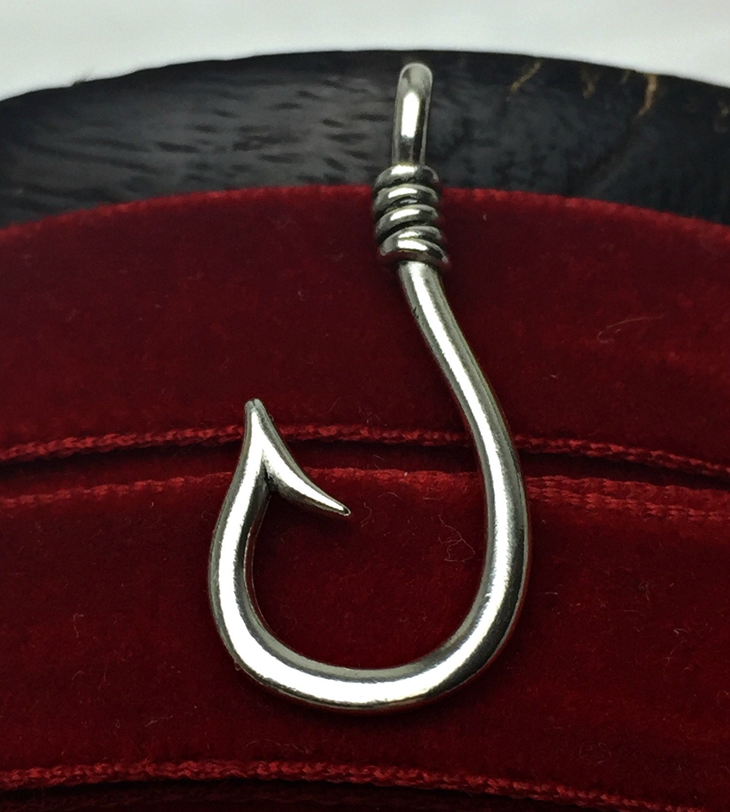 Sterling Silver Fish Hook Pendant Large Fish Hook Pendant - Etsy