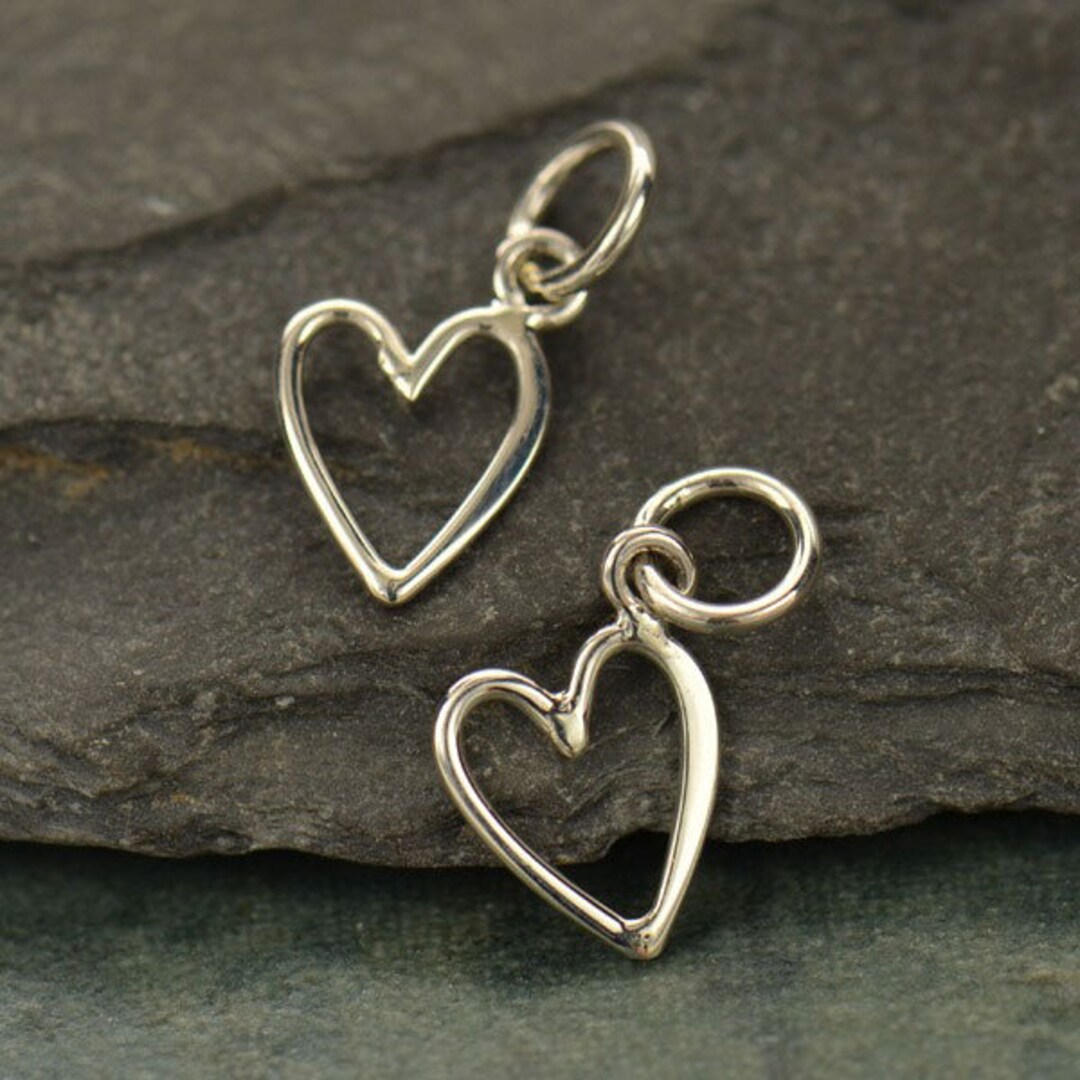 Sterling Silver Small Open Heart Charm, 14mm, S2769, Heart Charms ...