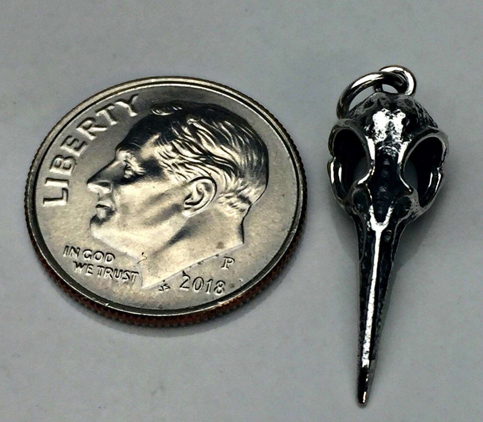 Sterling Silver Hummingbird Skull Charm - 26mm, Add a Chain, Skull ...