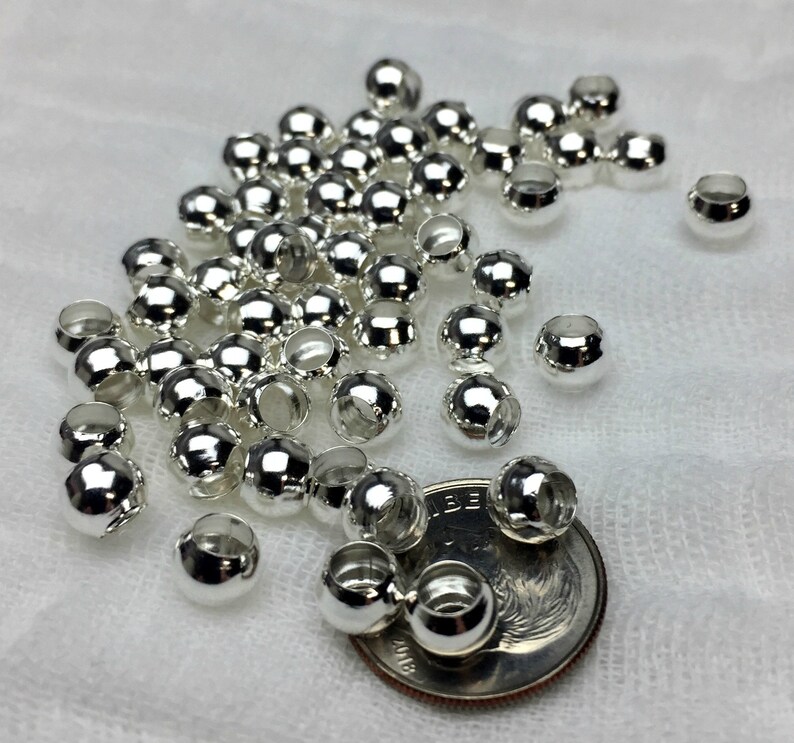 Sterling Silver 6mm Large Hole Round Beads, Sterling Silver Round Beads ...