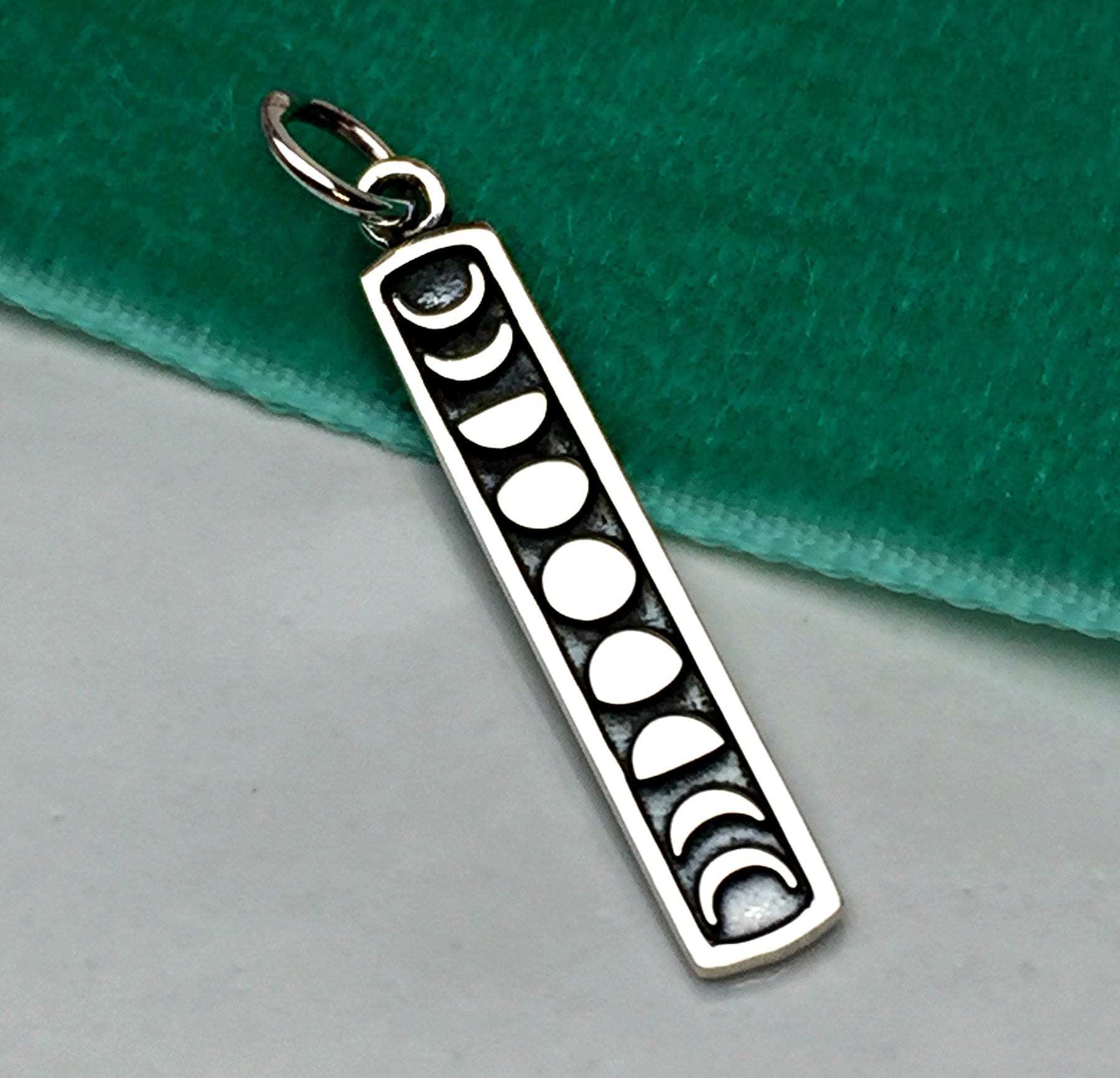 Sterling Silver Moon Phase Pendant, Celestial, Cable Chain, Vertical ...