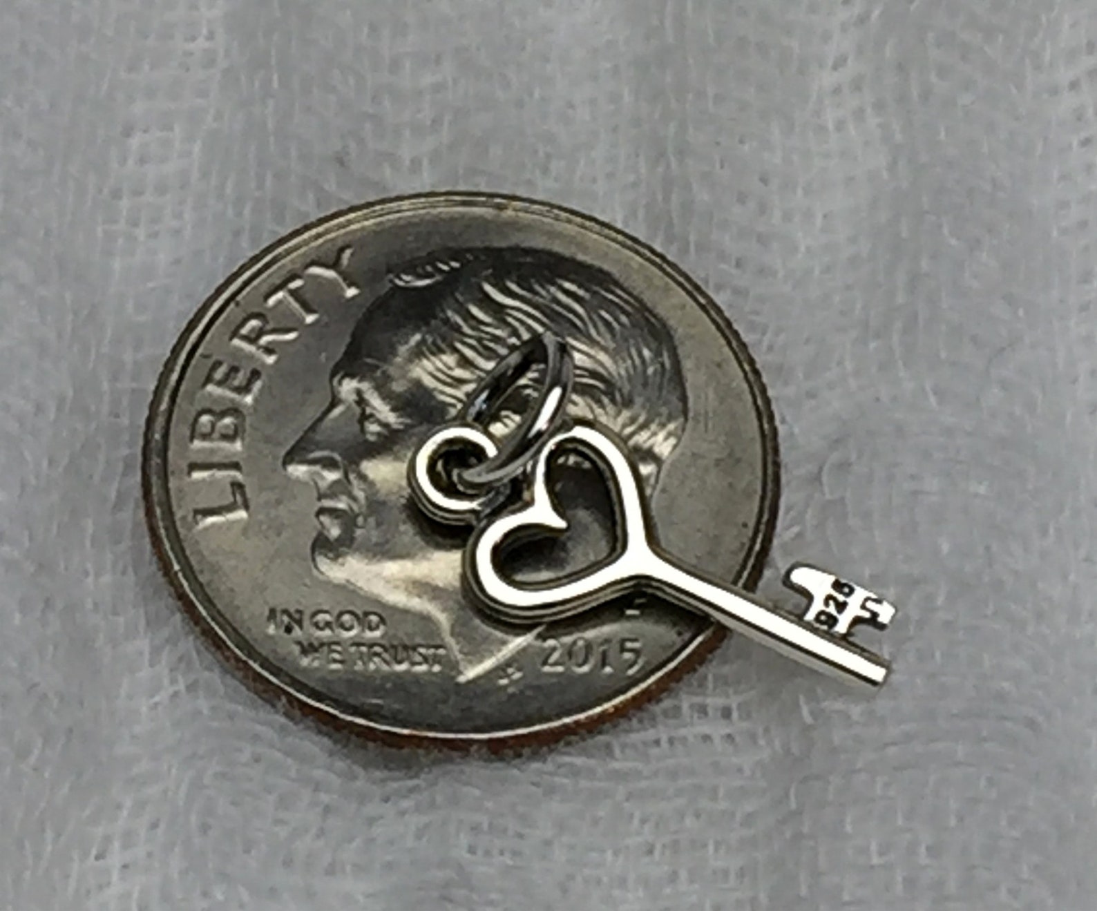 Tiny Sterling Silver Heart Key Charm A1282 Sterling Silver | Etsy