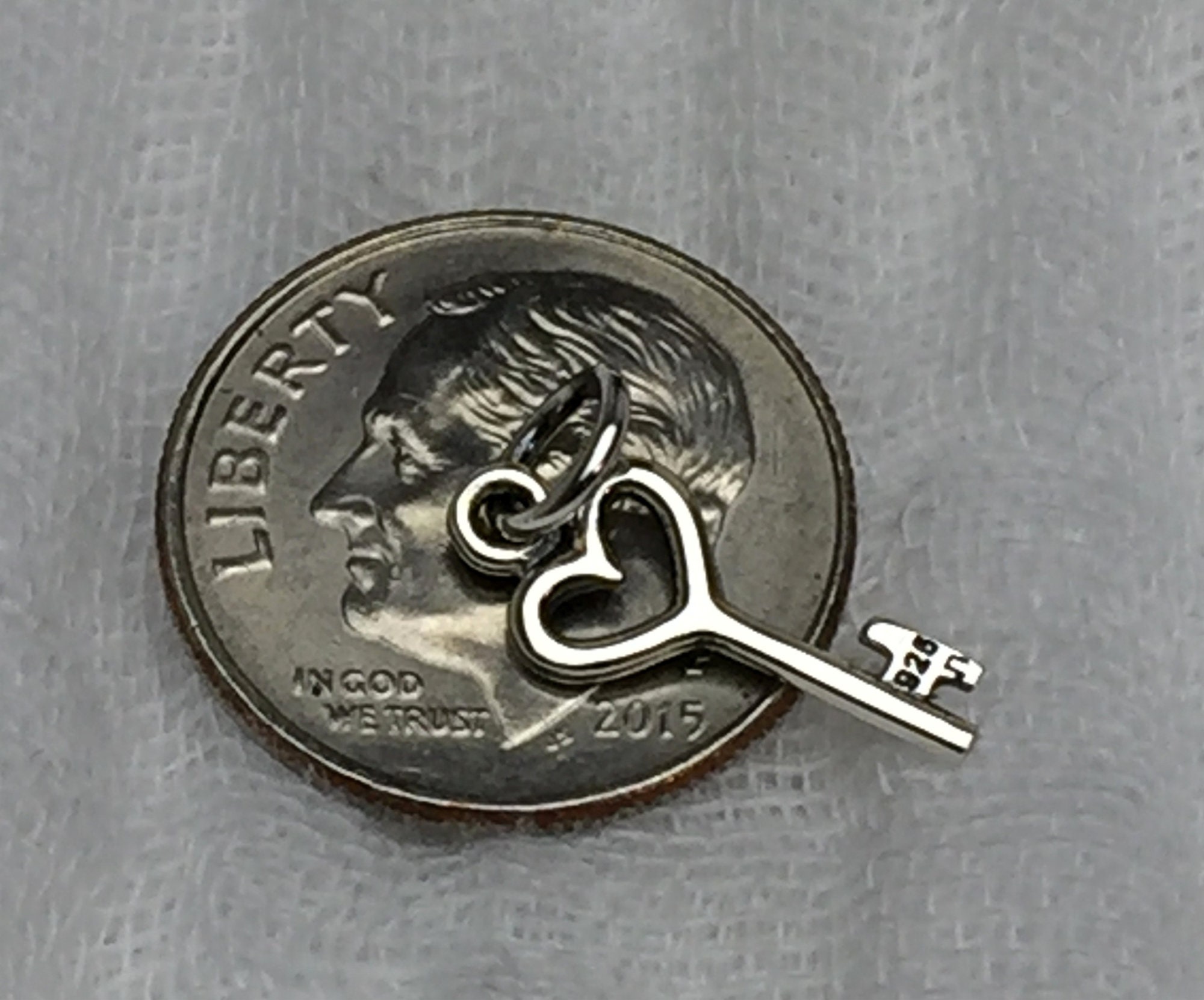Tiny Sterling Silver Heart Key Charm A1282 Sterling Silver | Etsy