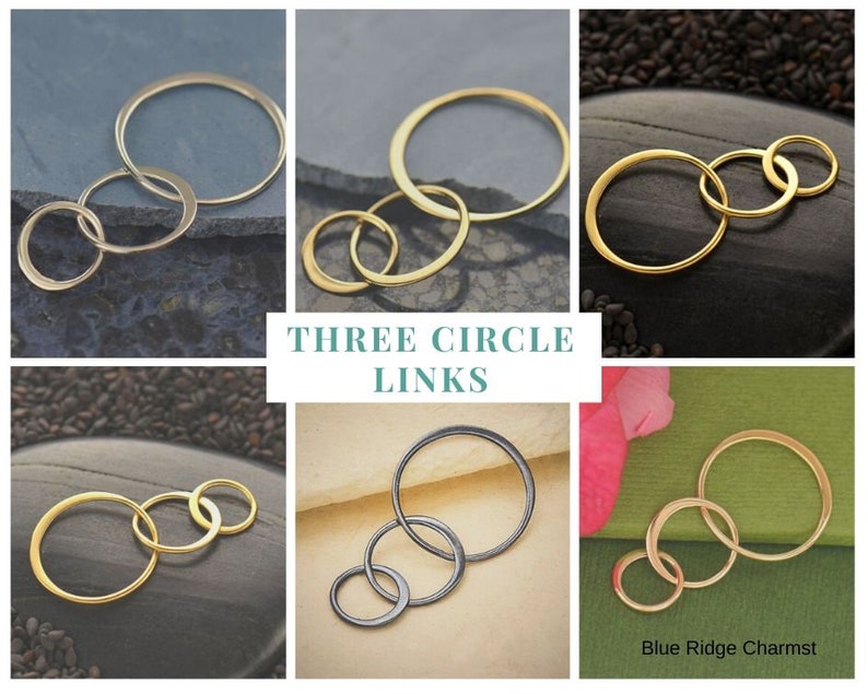 Three Circle Links, Sterling Silver Three Circle Links, Jewelry Links ...
