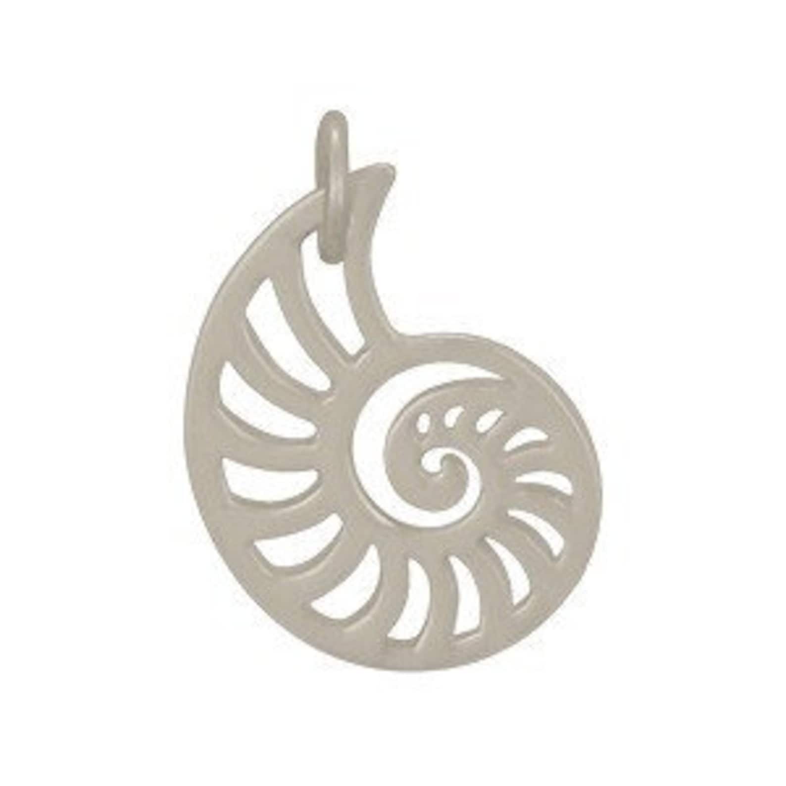 Sterling Silver Nautilus Shell Charm, Nautilus Openwork Charm, Beach ...