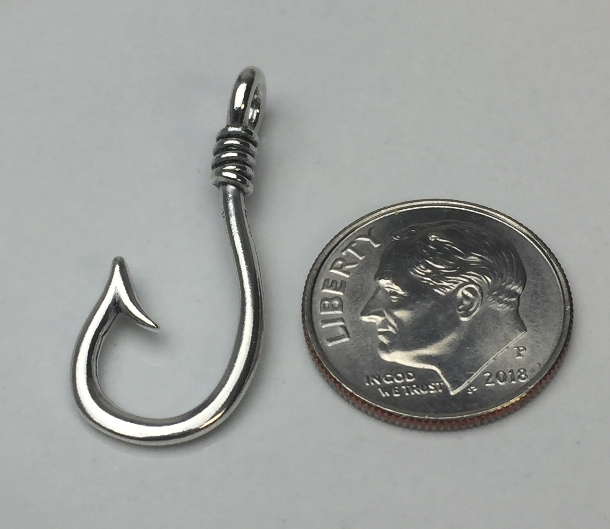 Sterling Silver Fish Hook Pendant Large Fish Hook Pendant - Etsy