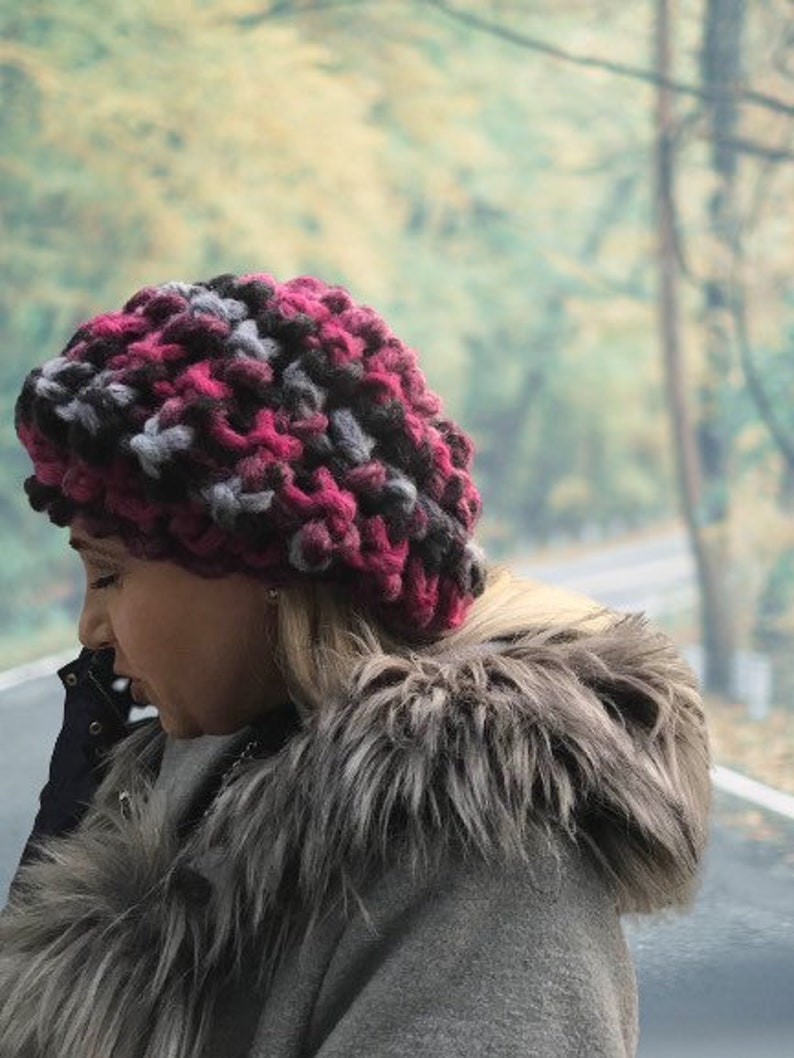 Hand Knitted Artist French Beret for Ladies Multicolor Hat Cap Warm ...