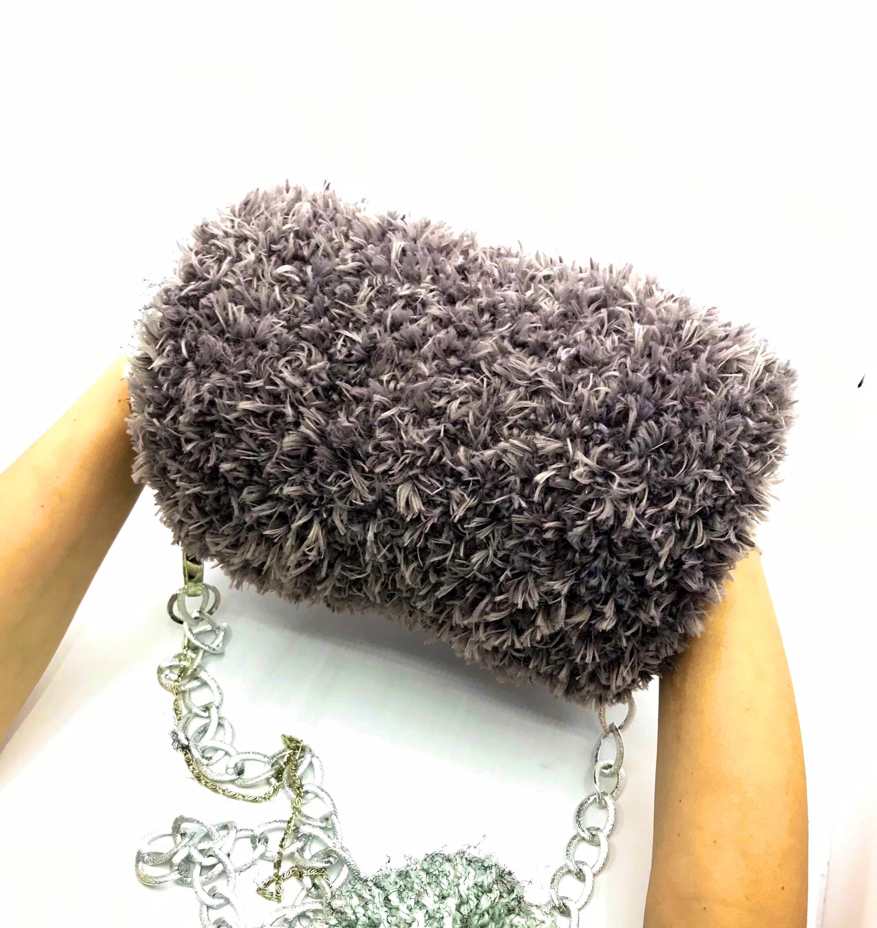 Double Handknitted Mokko Color Muff Of Faux Fur And Wool With | Etsy