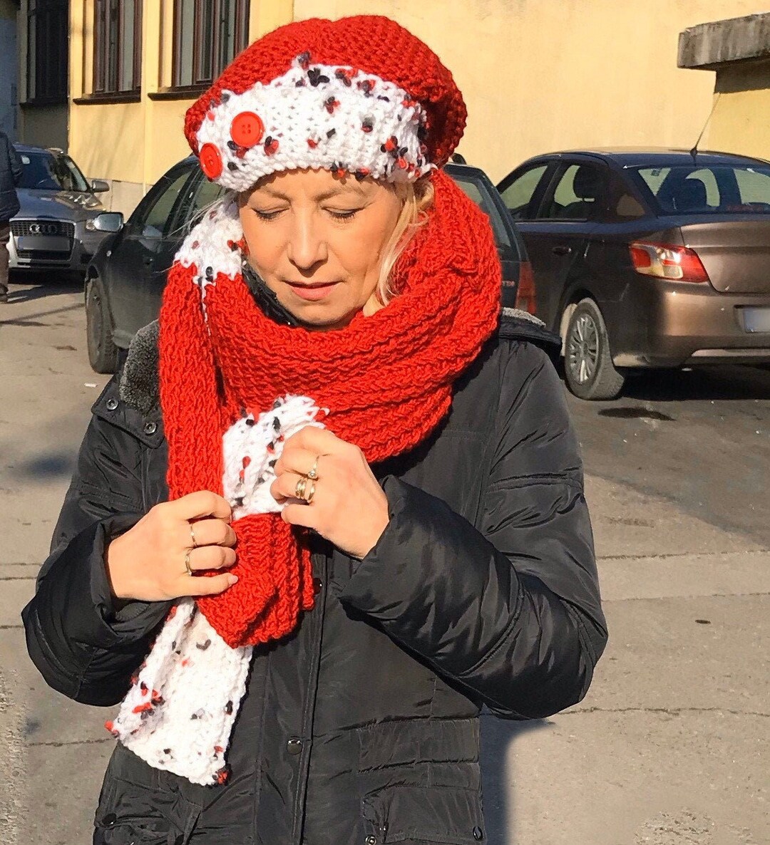Gorro boina francesa y bufanda de ojo de cerradura Infinity Sombrero de ...