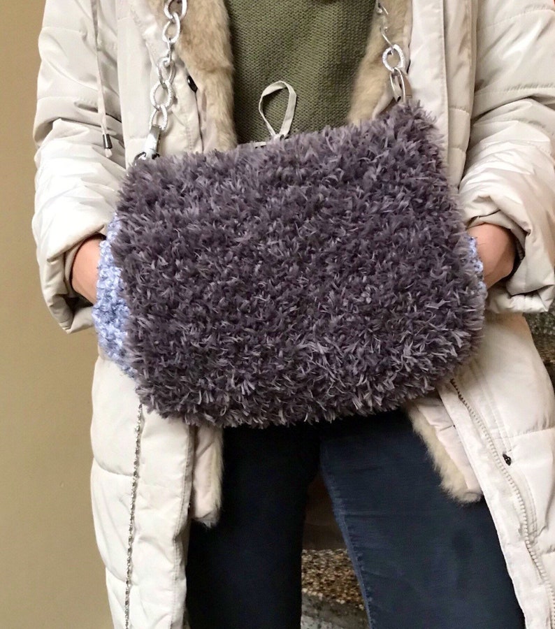 Double Handknitted Mokko Color Muff of Faux Fur and Wool With - Etsy
