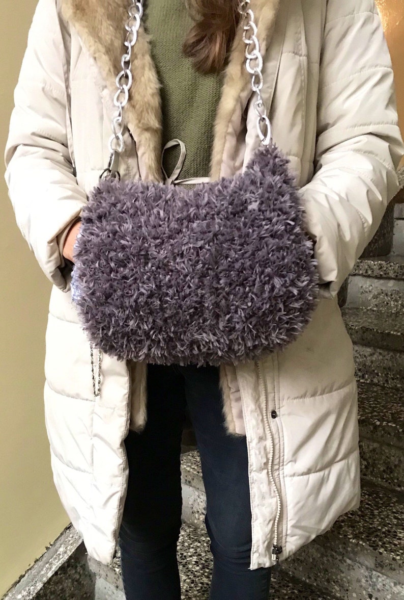 Double Handknitted Mokko Color Muff Of Faux Fur And Wool With | Etsy