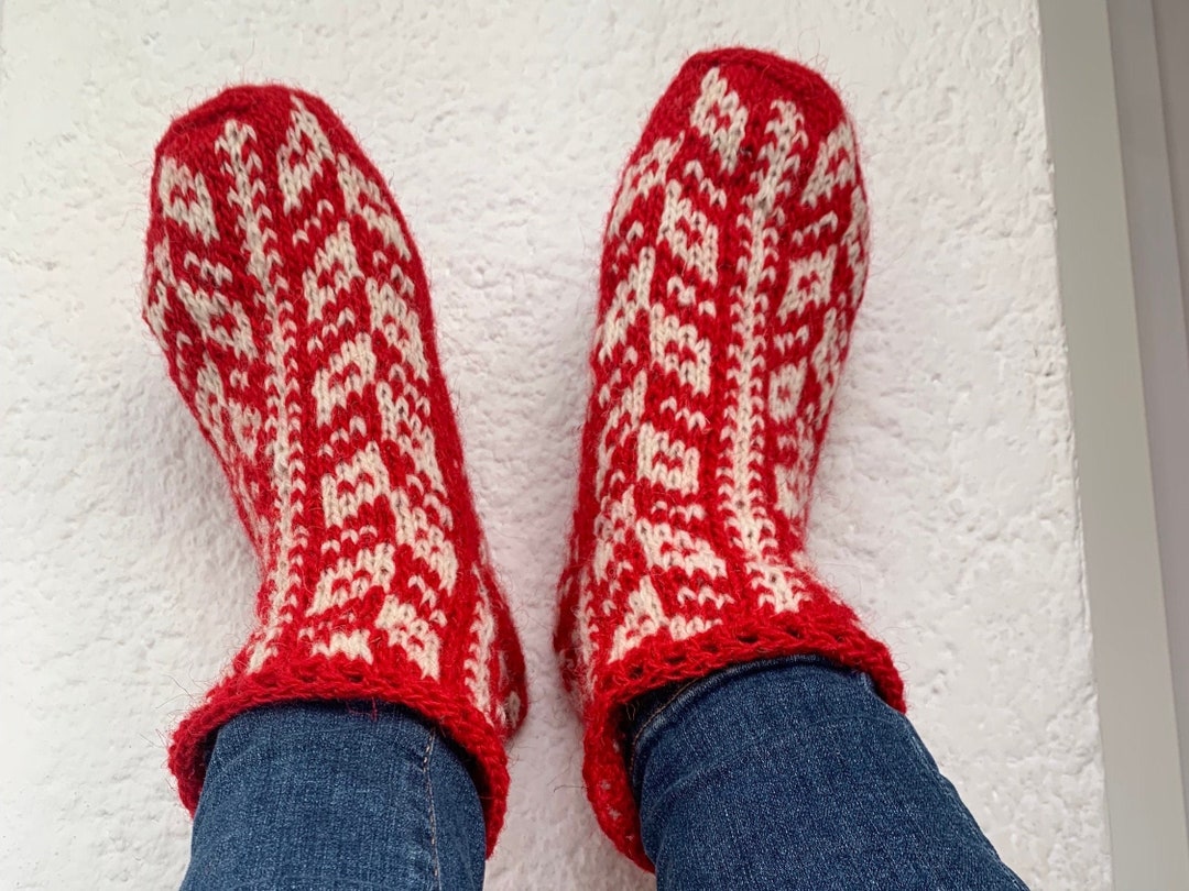 Room Wool Socks Indoor Adult Slippers Short Ethno Ankle Socks Hand ...