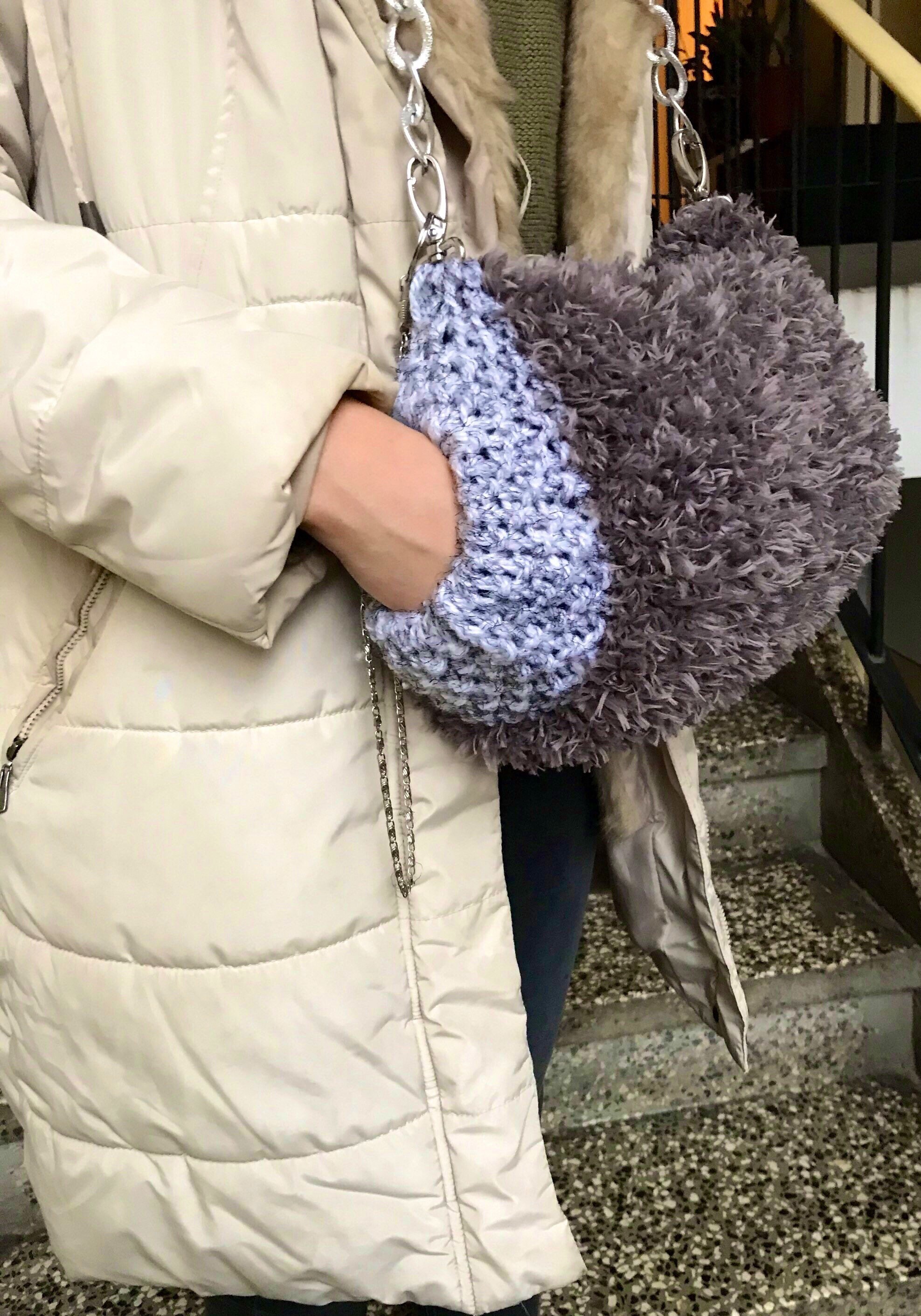 Double Handknitted Mokko Color Muff Of Faux Fur And Wool With | Etsy