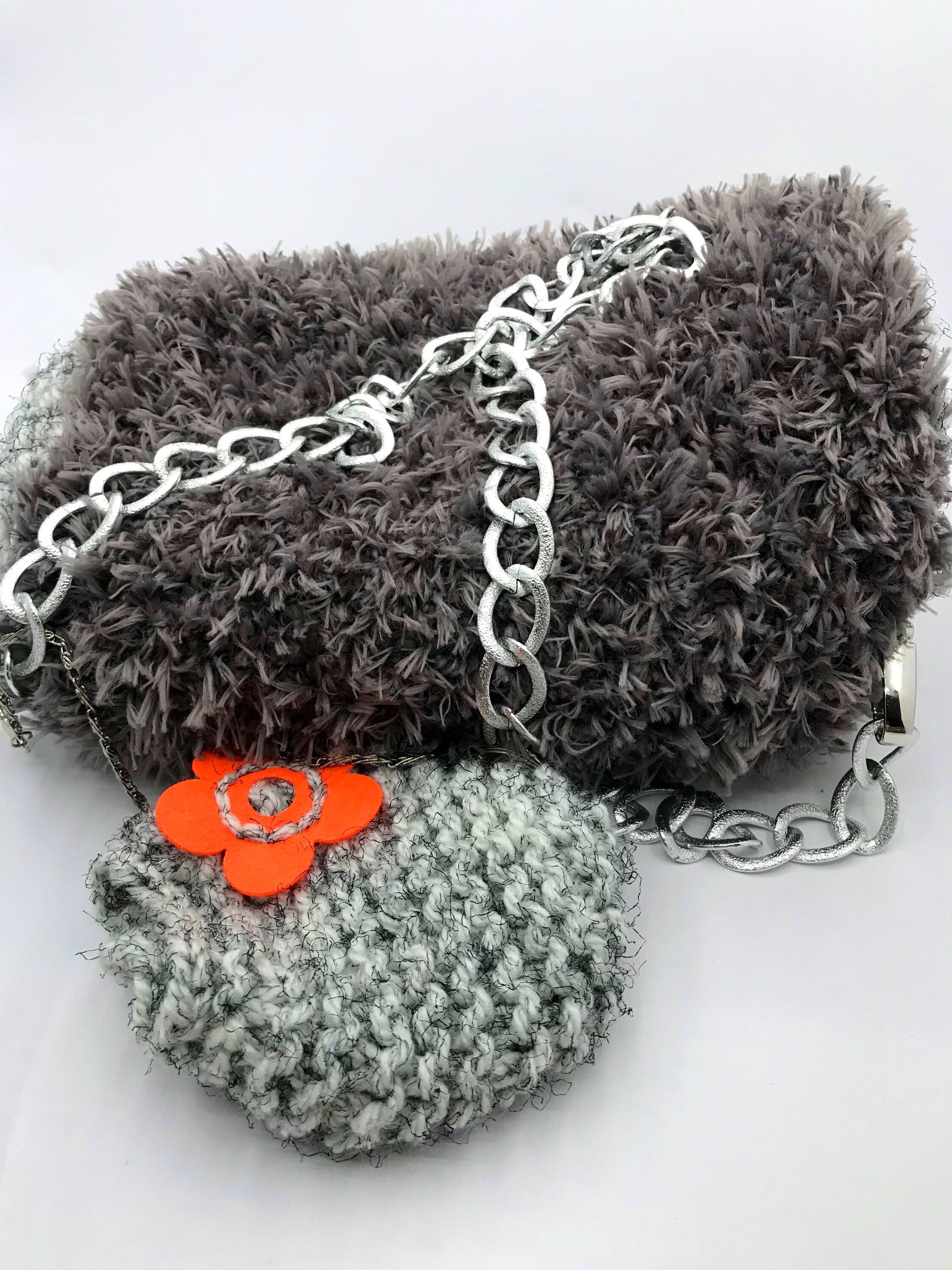 Double Handknitted Mokko Color Muff Of Faux Fur And Wool With | Etsy