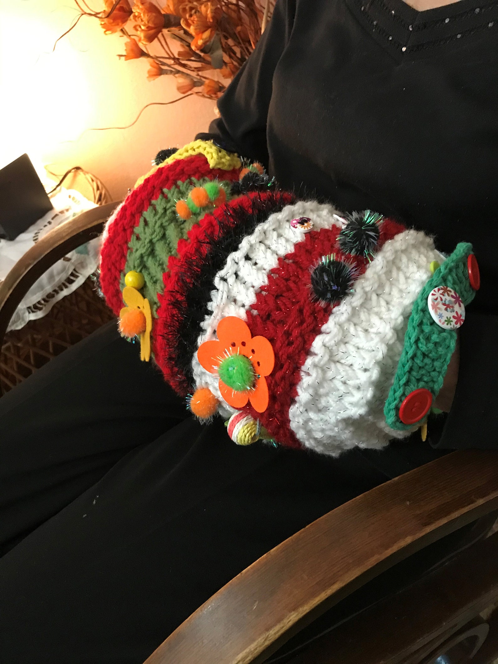 Fidget Sleeve Double Hand Knitted Relief Fiddle Muff Decorated With ...