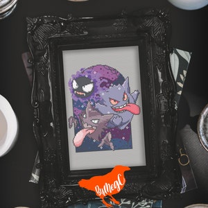 Spookymon - Gastly Haunter Gengar Ghost Pokemon Counted Cross Stitch ...