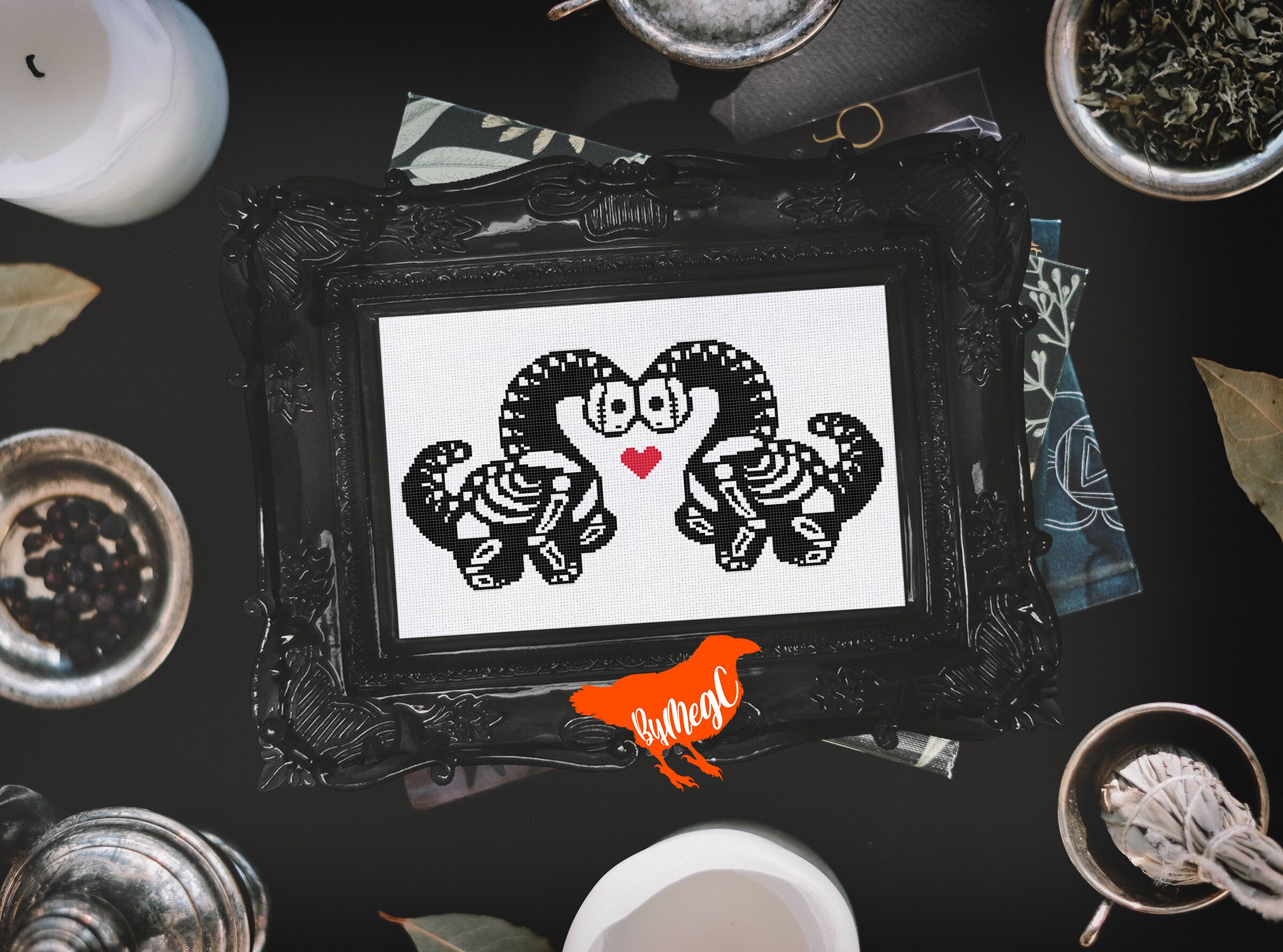 Skeleton Brontosaurus Heart Instant Download Counted Cross - Etsy