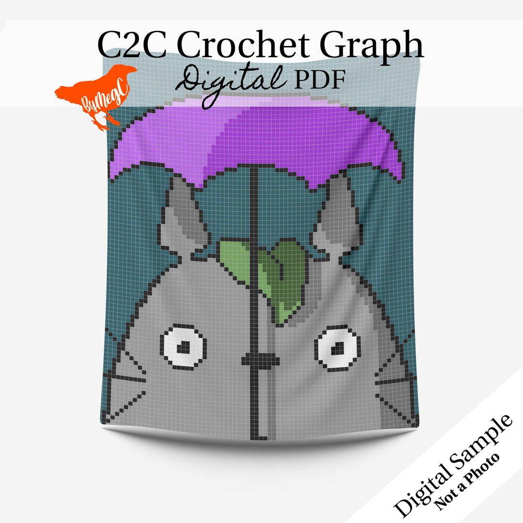C2C Digital PDF Crochet Pattern / Graph, Rainy Totoro Blanket Crochet ...