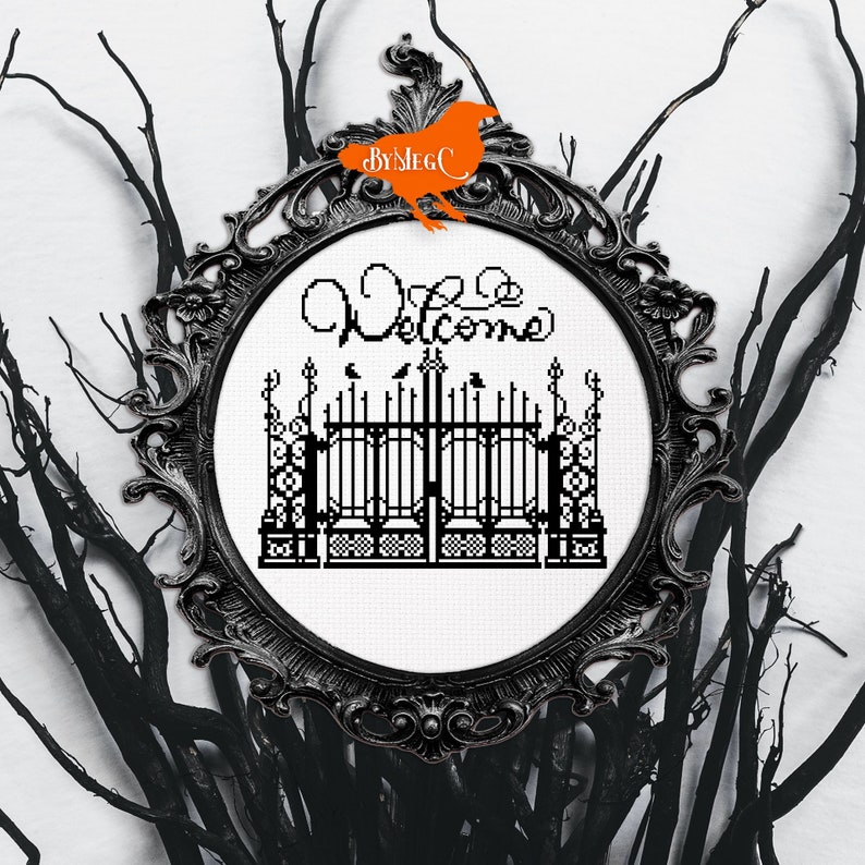 Welcome Dark Gothic Gate Counted Cross Stitch Pattern Iron - Etsy