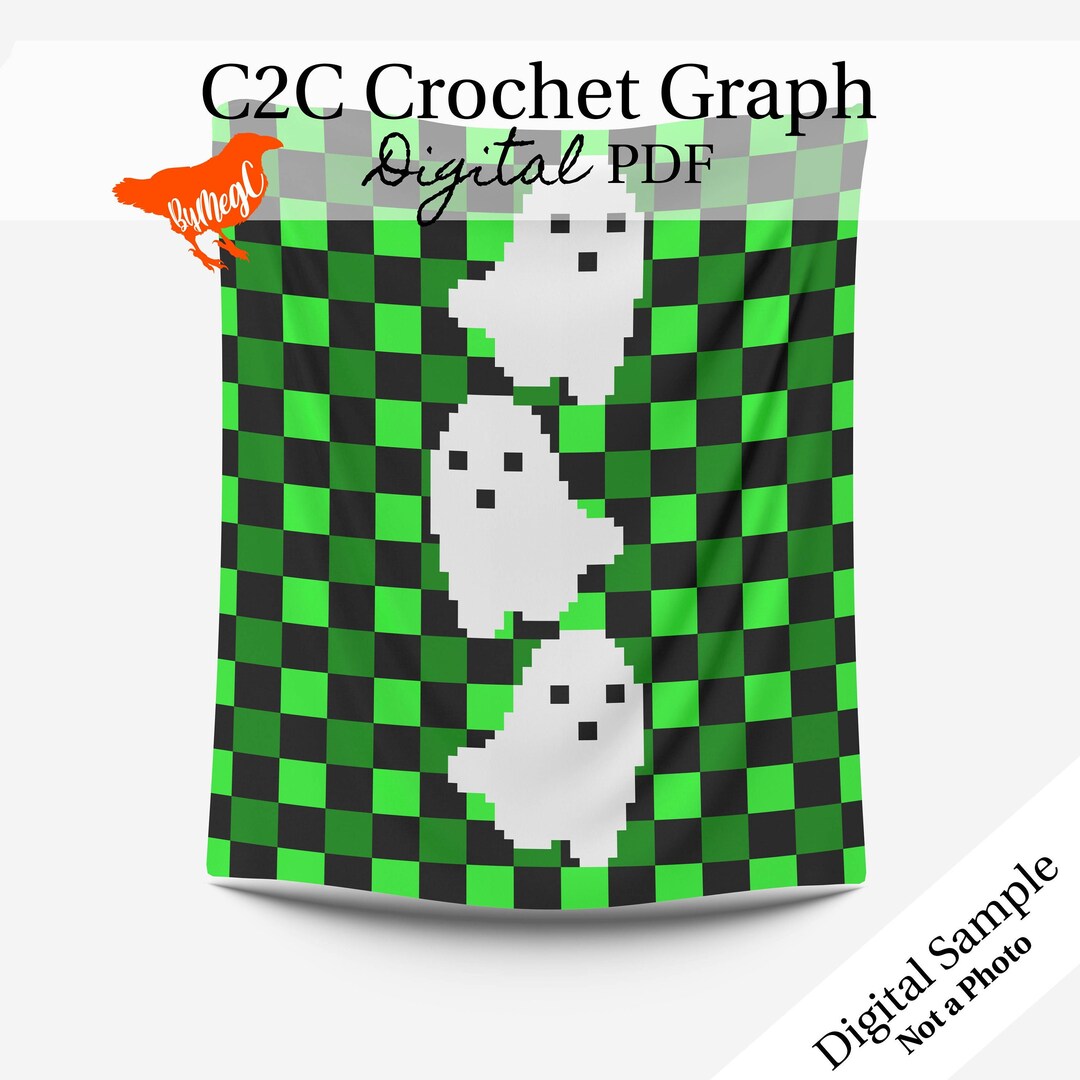 C2C Digital PDF Crochet Pattern / Graph, Green Halloween Buffalo Plaid ...