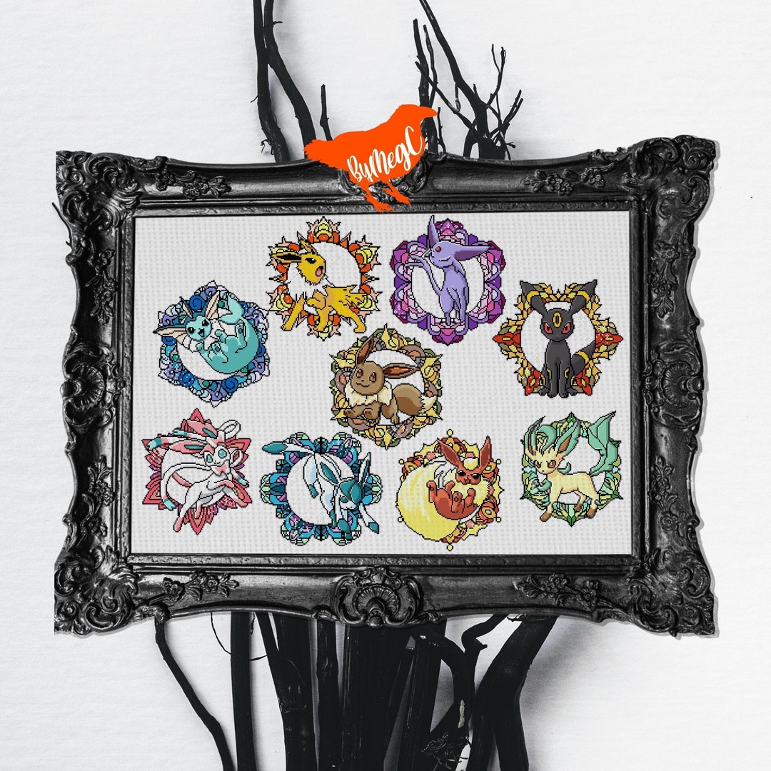 9 Eeveelutions Separate Digital Cross Stitch Patterns, Nerdy Pokemon ...