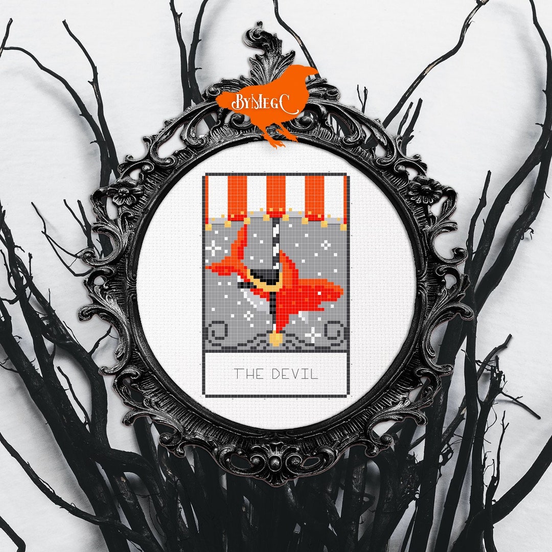 15. the Devil Tarot Cross Stitch Pattern, Orange Shark Carousel Animal ...