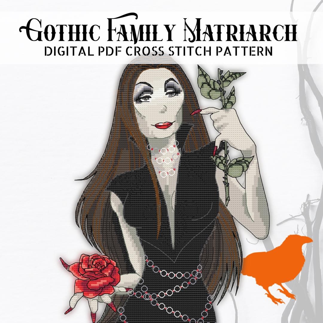 PDF Cross Stitch Pattern Gothic Family Matriarch, Large Xstitch Chart ...