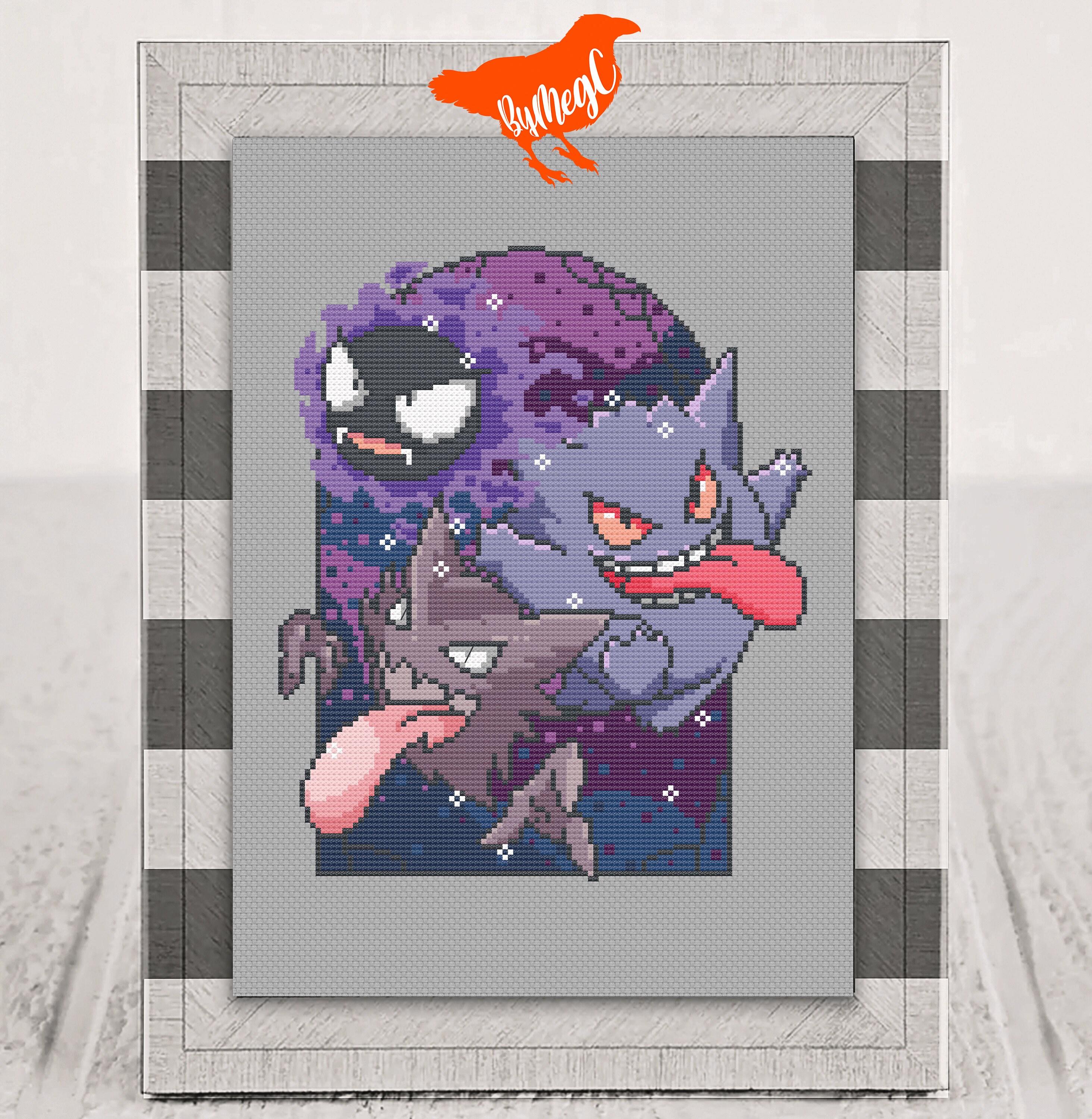 Spookymon - Gastly Haunter Gengar Ghost Pokemon Counted Cross Stitch ...