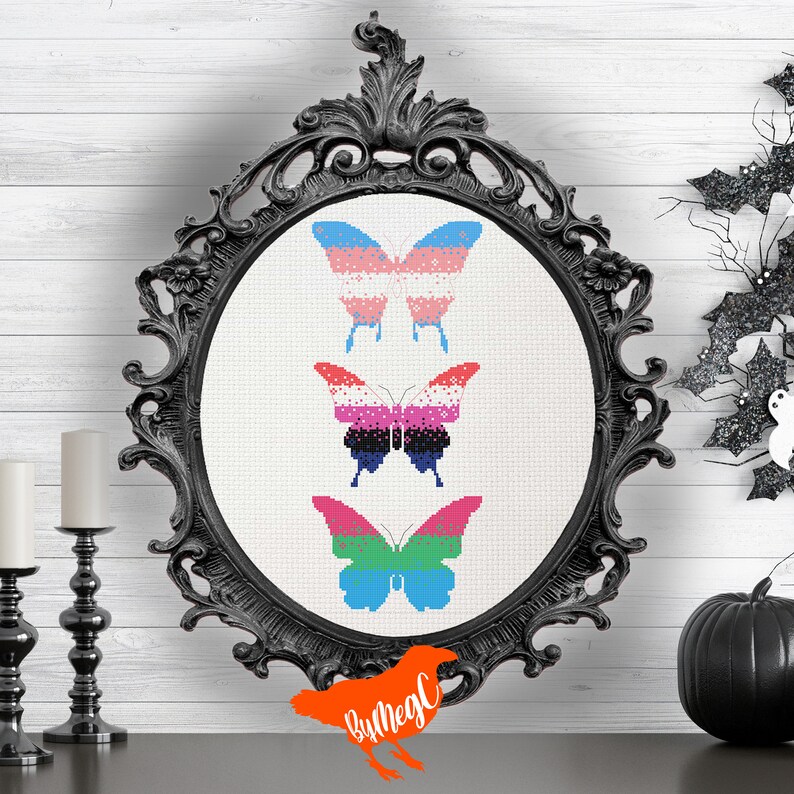 LGBTQ Pride Butterflies Cross Stitch Pattern Instant PDF | Etsy