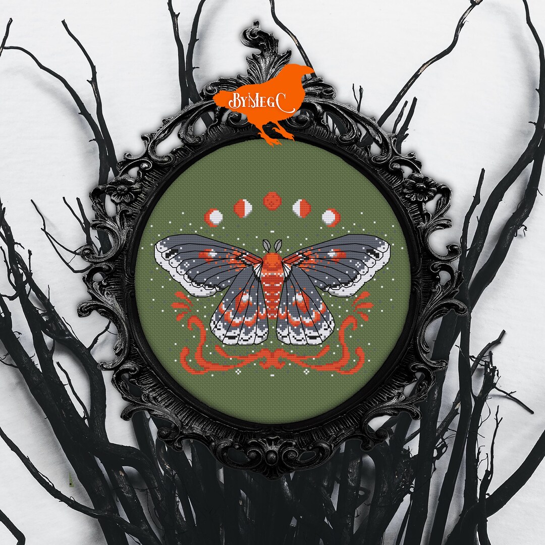 Pixelated Cecropia Moth Counted Cross Stitch Pattern, Digital Xstitch ...