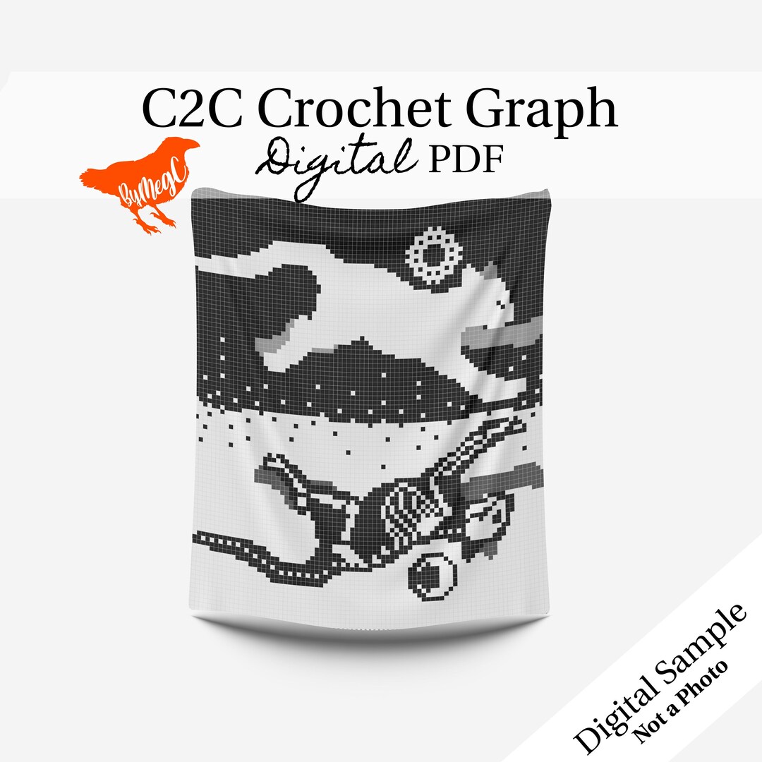 C2C Digital PDF Crochet Pattern / Graph, Mystic Running Cat Mirrored ...
