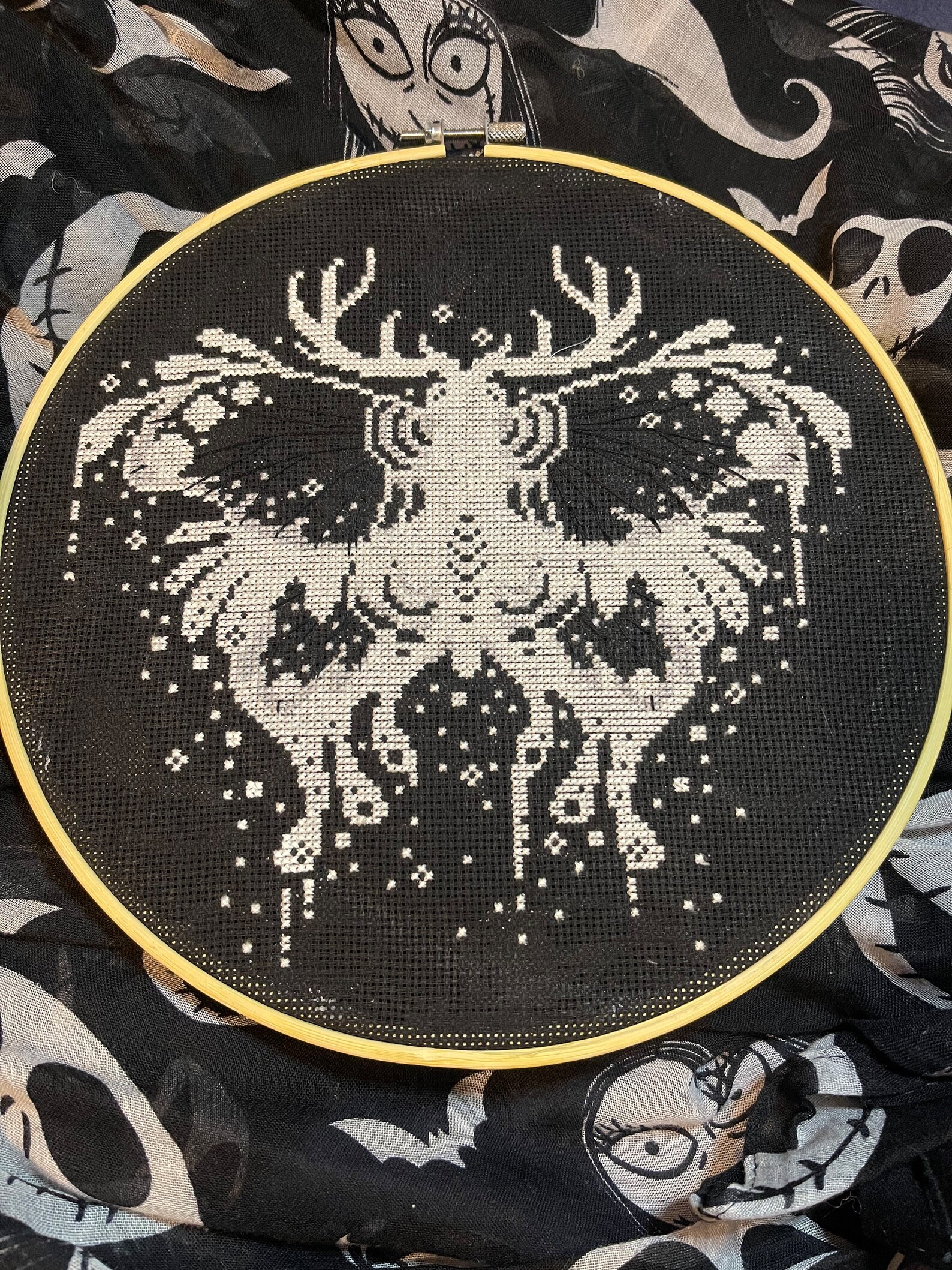Black and White Pixelated Moth Counted Cross Stitch Pattern With ...