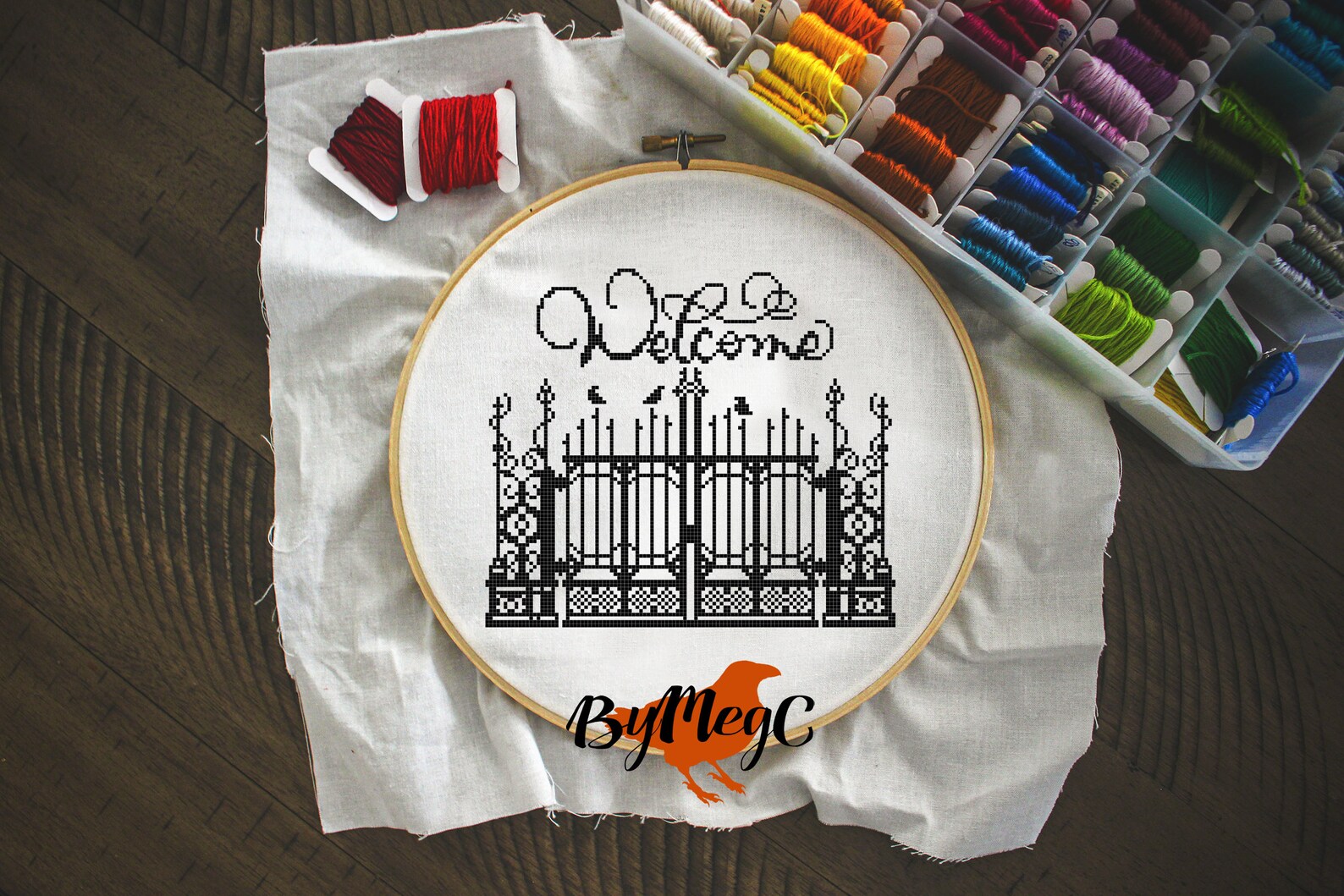 Welcome Dark Gothic Gate Counted Cross Stitch Pattern, Iron Gate ...